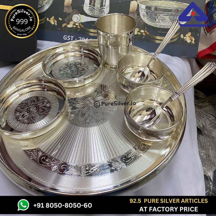 Buy Pure Silver Dinner Set Designs | Pure Silver Thali Set – PureSilver.io