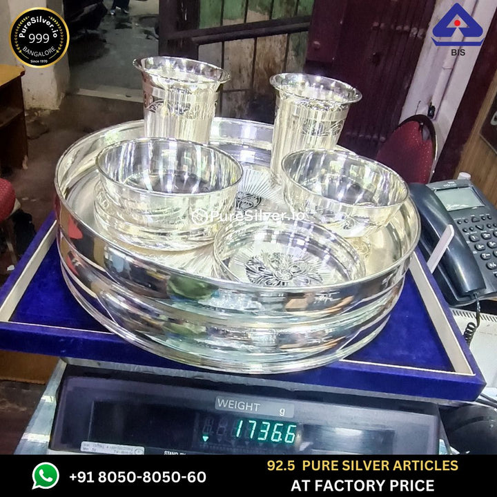 Buy Pure Silver Dinner Set Designs | Pure Silver Thali Set – PureSilver.io