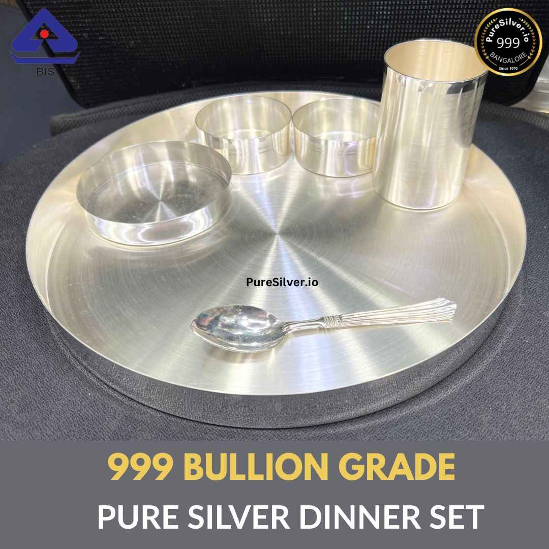 999 Purity Silver Dinner Set (6 Pcs) | 990 BIS Hallmark | Bombay ...