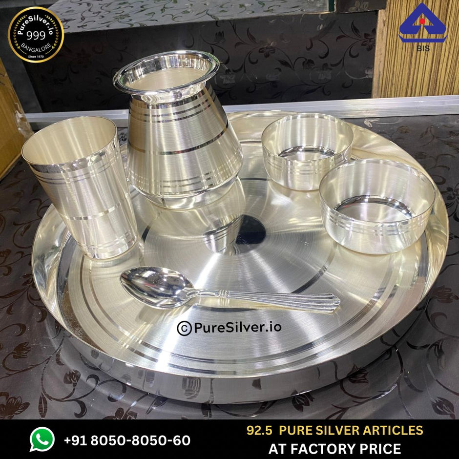Buy Pure Silver Dinner Set Designs | Pure Silver Thali Set – PureSilver.io