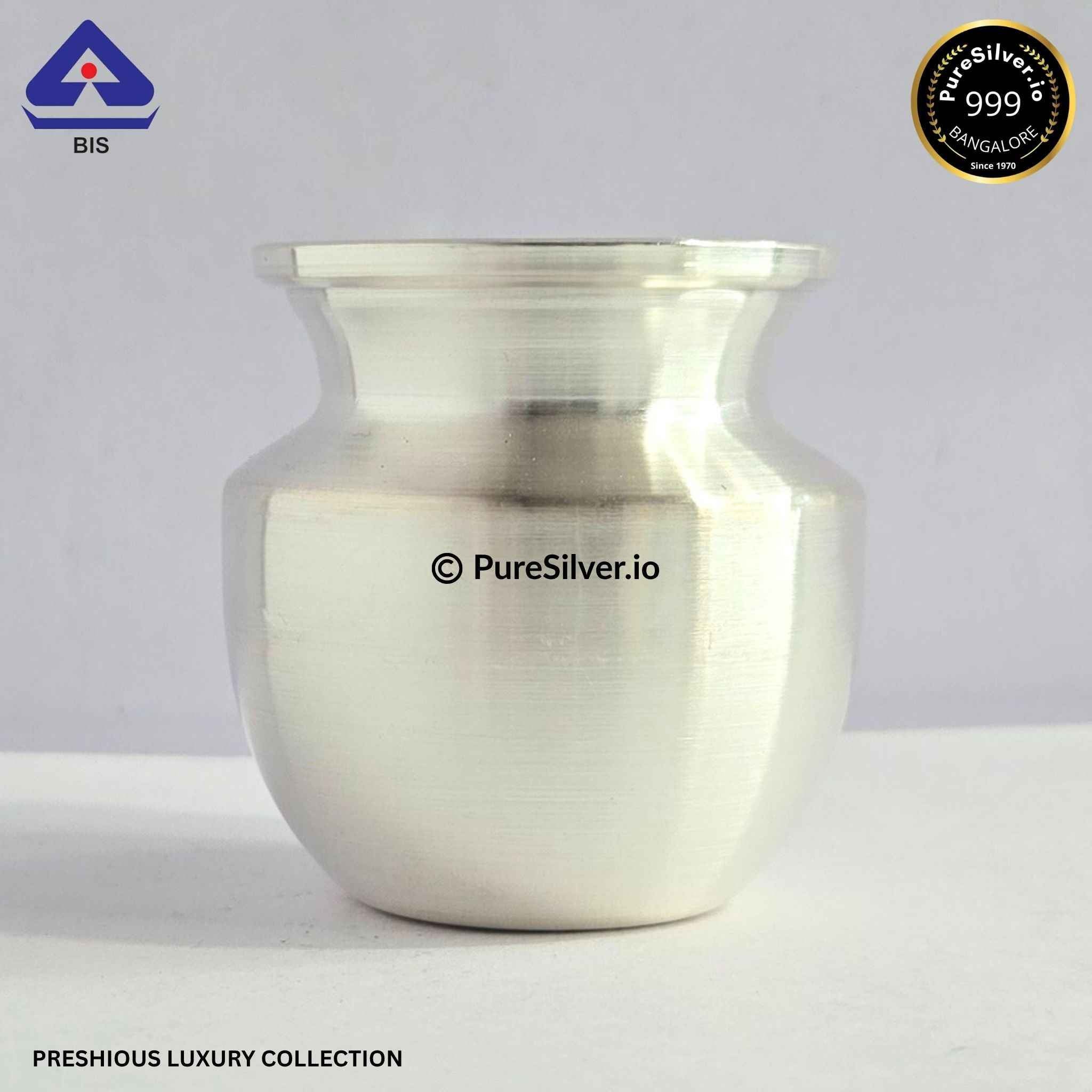 925 Silver Kalash - 850 ml, 5 inches (~216 grams) CHAMBU PATTERN | 100% ...